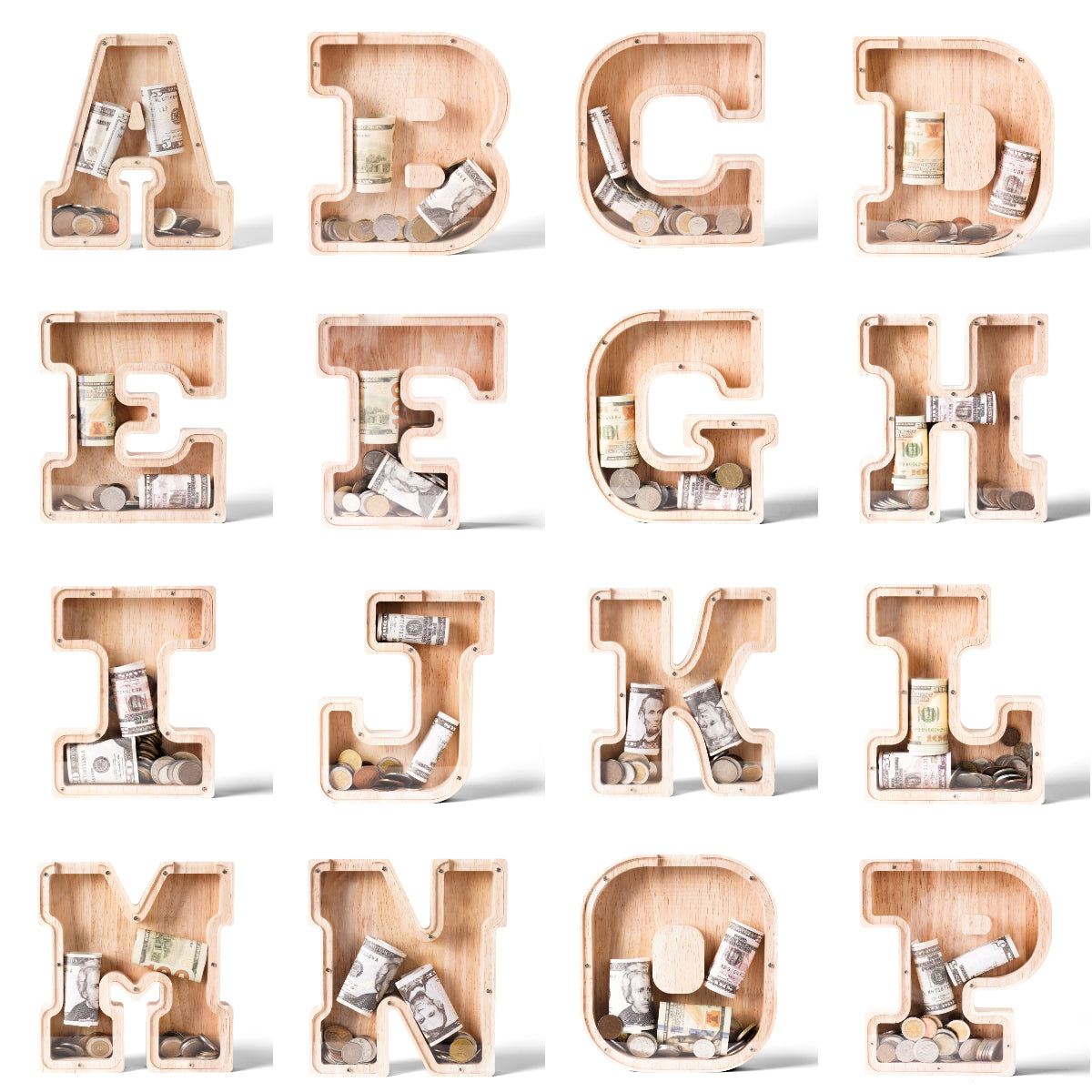Personalized Wooden Letter Piggy Bank – Woodemon