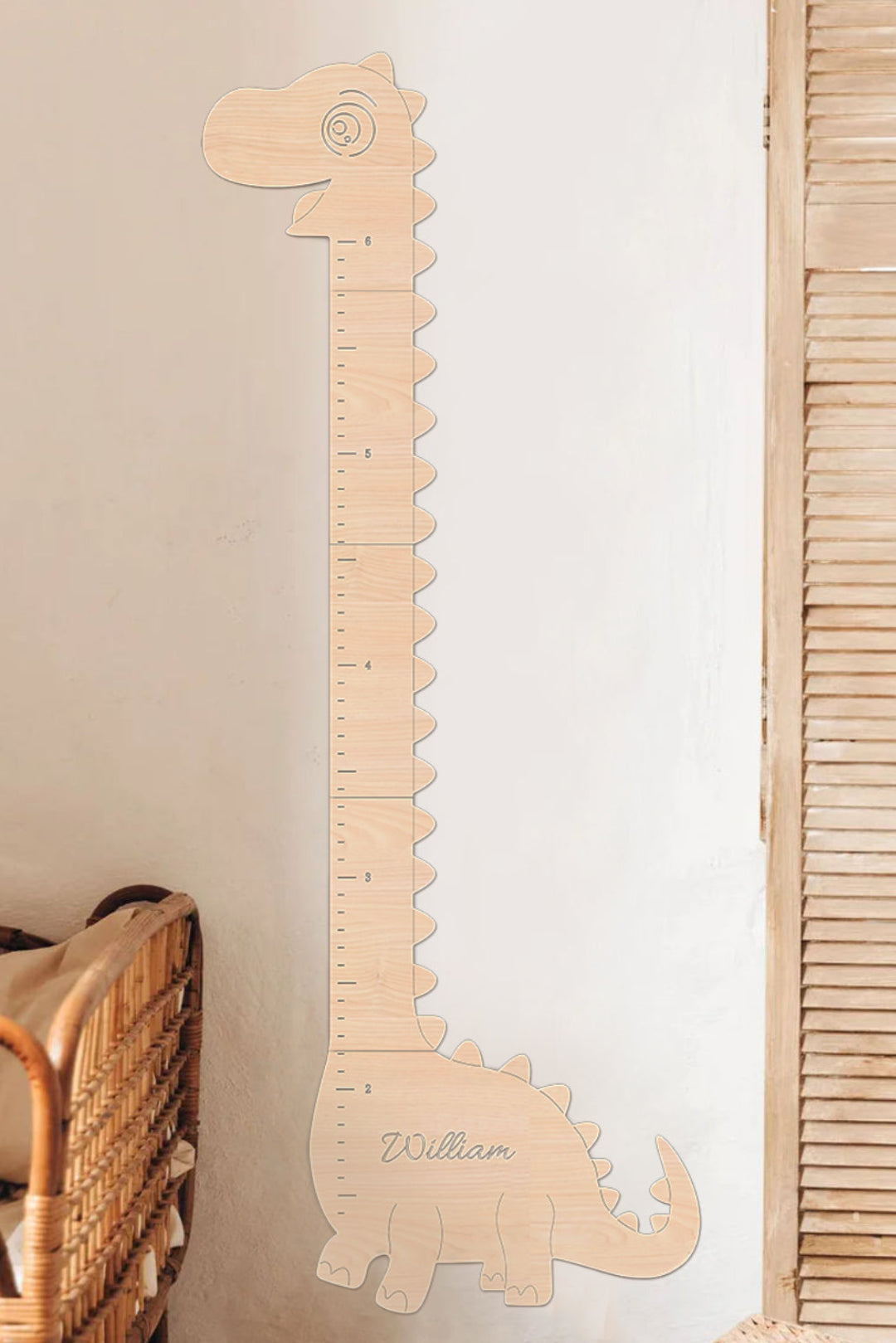 Personalized Wooden Dinosaur Growth Chart Height Ruler Kids Room Decor ...
