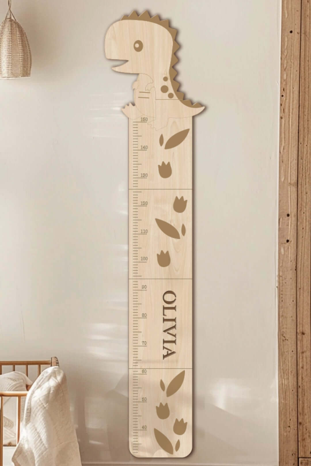 Personalized Wooden Dinosaur Growth Chart Height Ruler for Kids – Woodemon