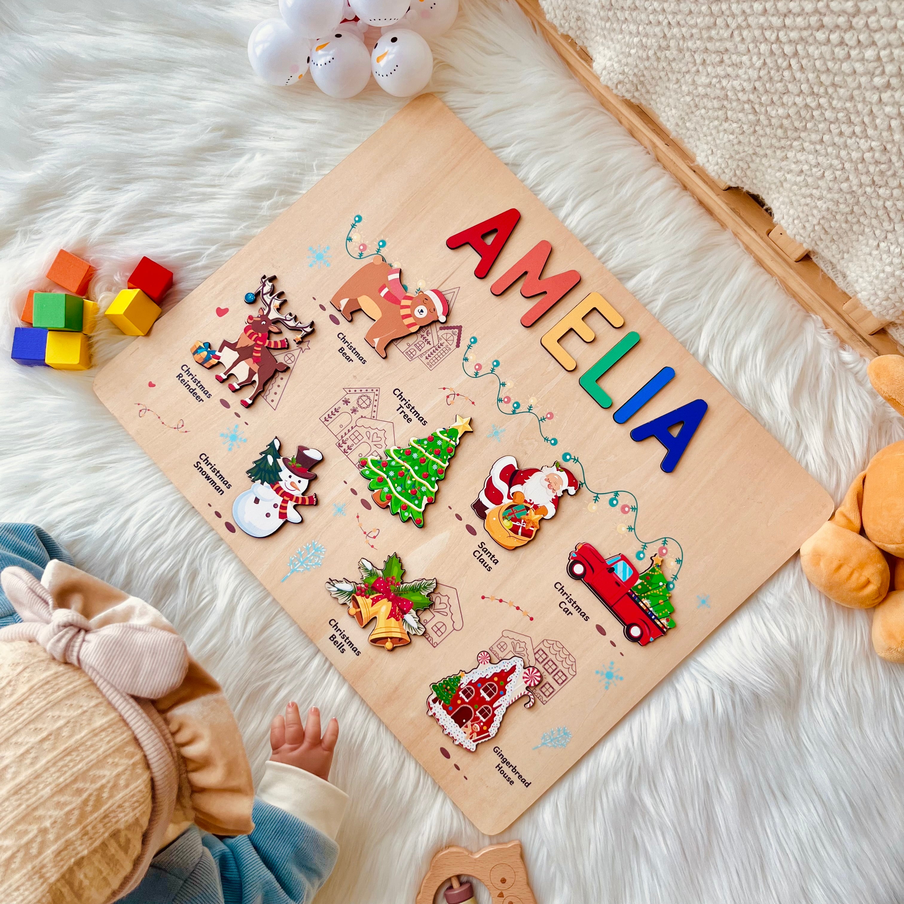 Personalized Christmas Name Puzzle – Woodemon