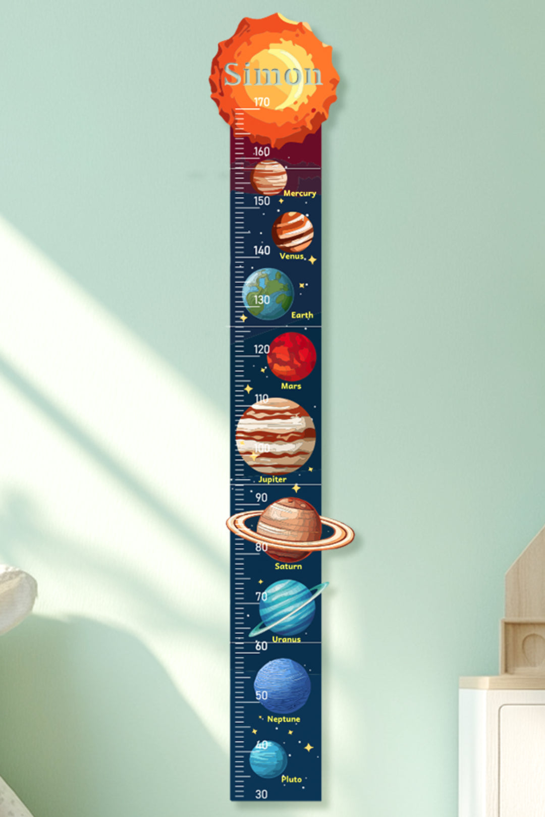 Personalized Wooden Solar System Growth Chart for Kids – Woodemon