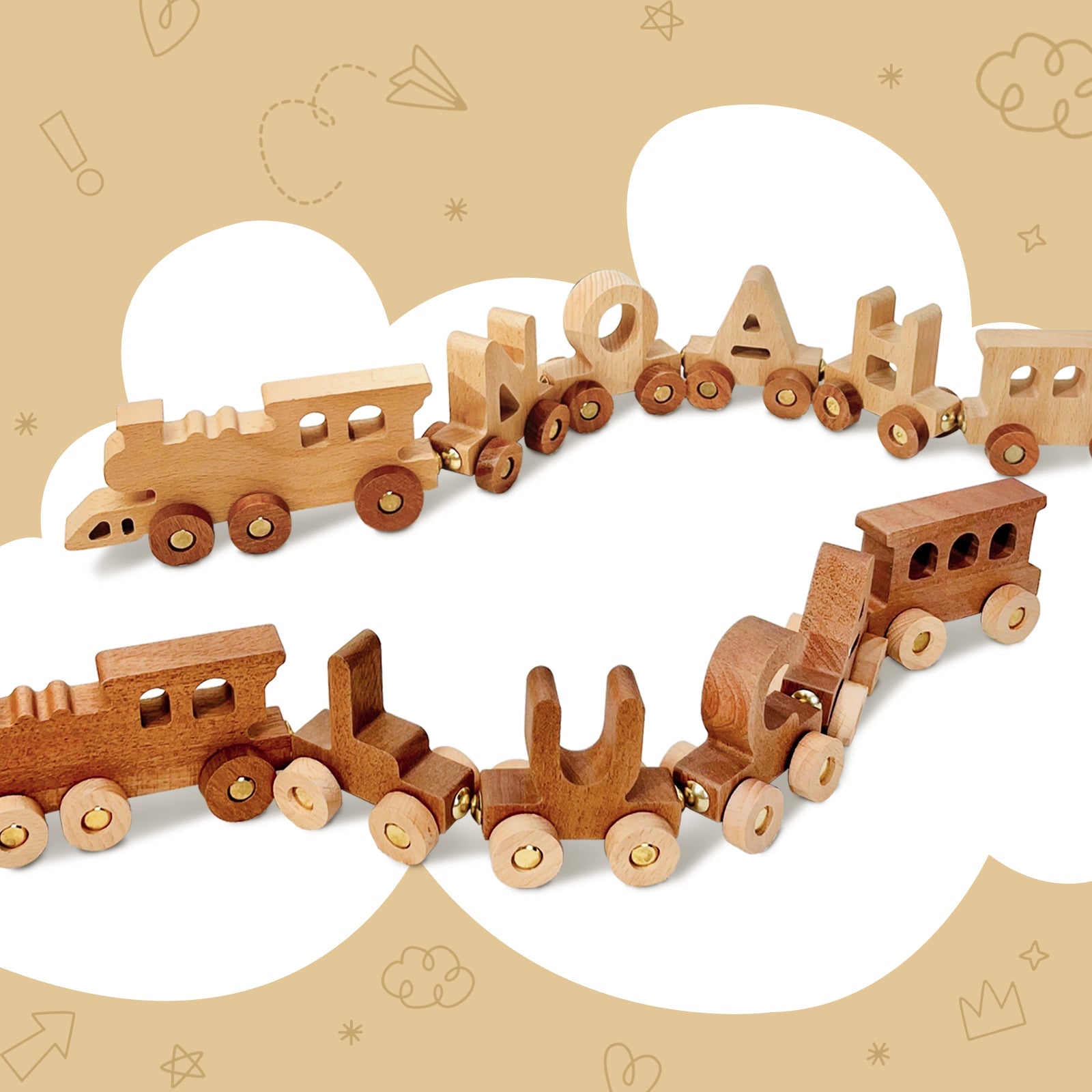 Personalized Wooden Name Train – Woodemon