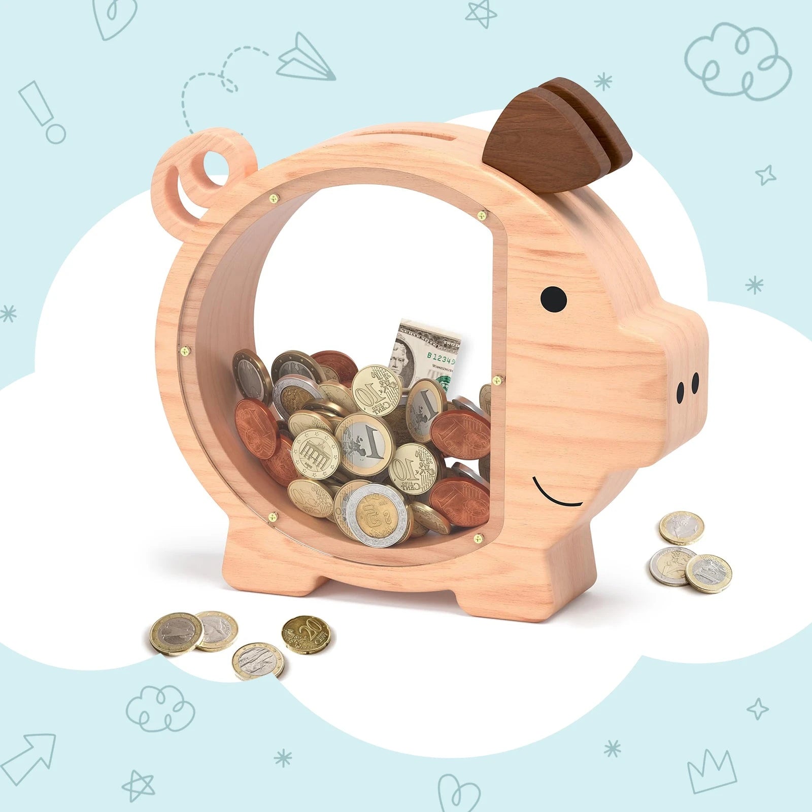 Personalized Wooden Piggy Banks for Kids | Custom Coin Banks – Woodemon