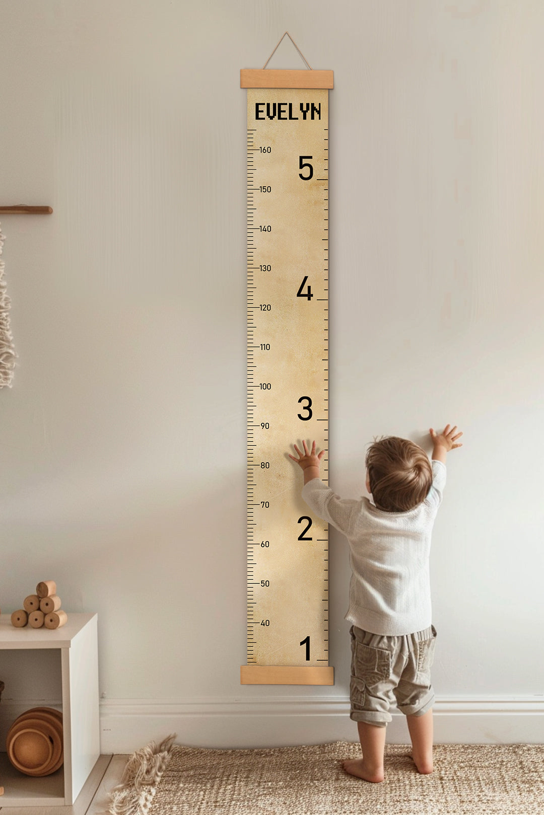 Personalized Vintage Style Hanging Canvas Height Ruler – Woodemon