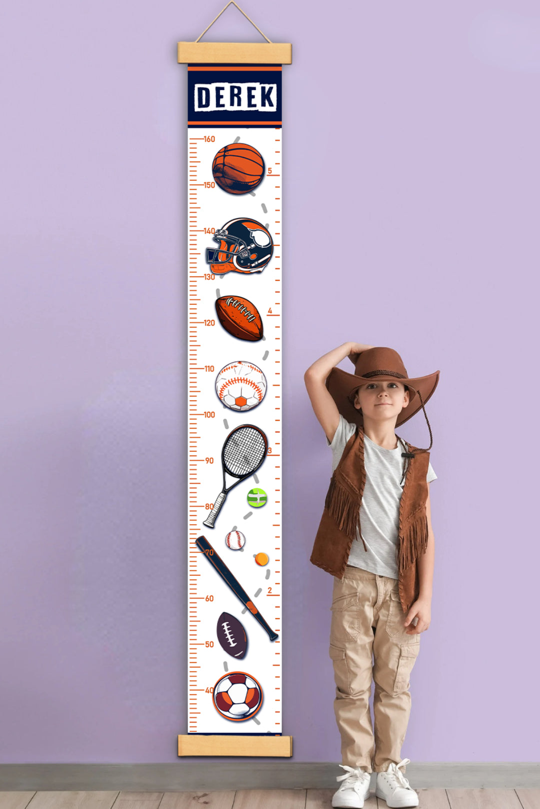 Personalized Sports Theme Hanging Canvas Height Ruler – Woodemon