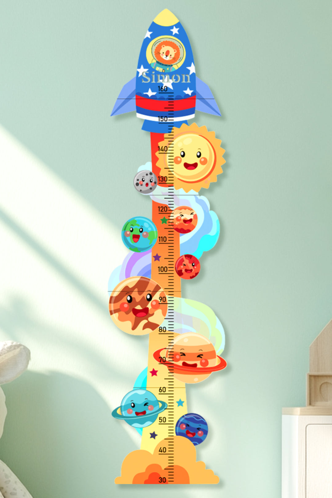 Personalized Wooden Space Rocket Growth Chart for Kids – Woodemon
