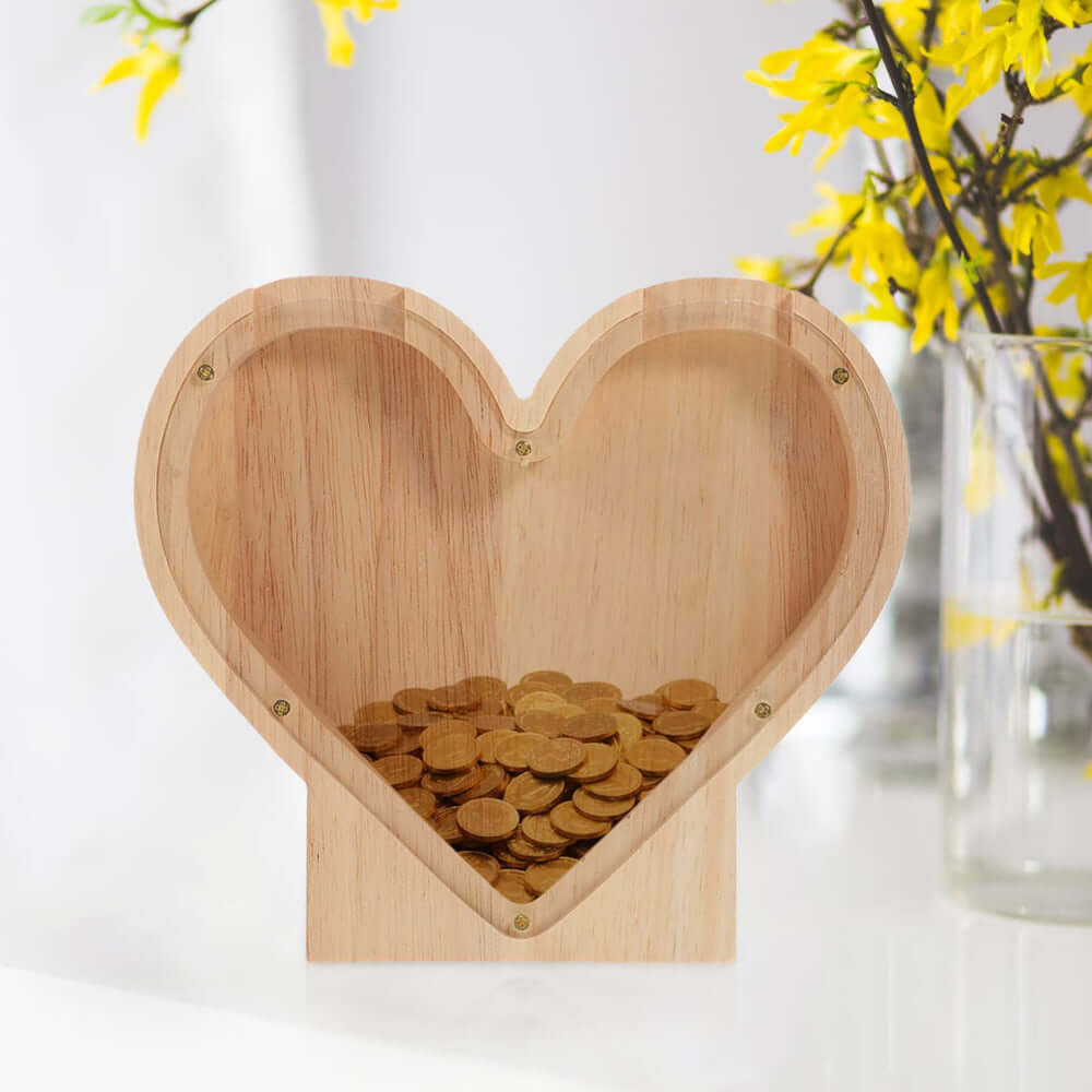 Personalized Wooden Heart Shaped Piggy Bank – Woodemon