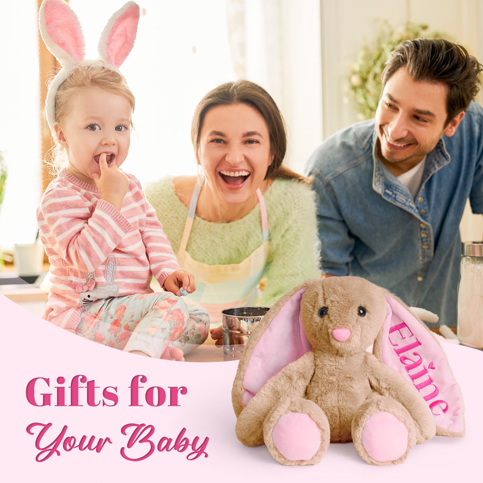 Personalized Plush Bunny – Soft Toy for Kids with Custom Name – Woodemon