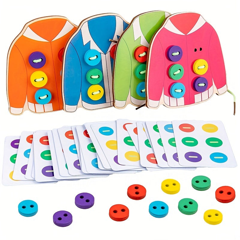 Wooden Button Threading Board Toys – Woodemon