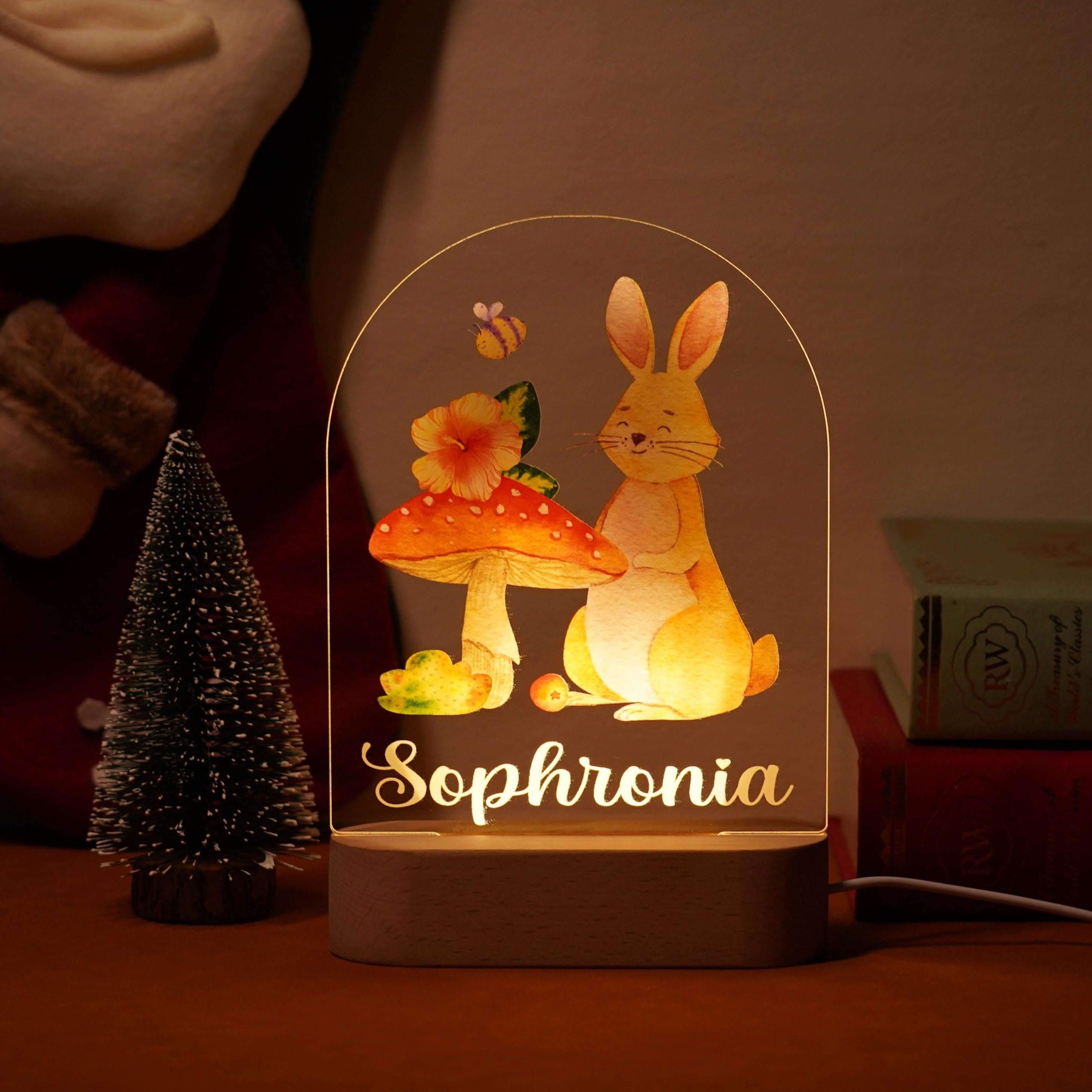 Baby Name Night Light Lamp - Rabbit – Woodemon