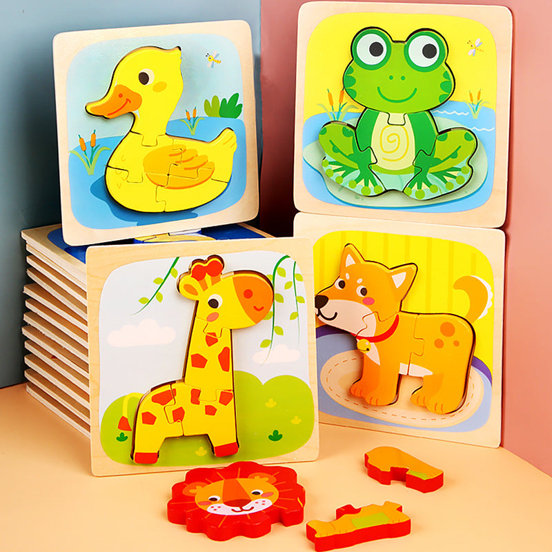 Wooden Cartoon Educational Puzzles (18 Pcs/1 Set) – Woodemon