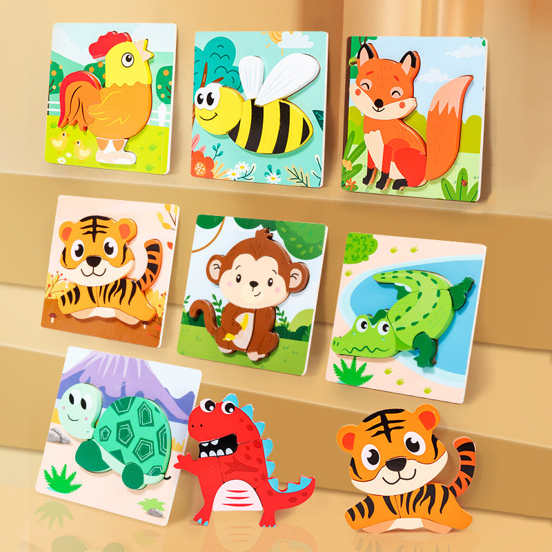 Wooden Cartoon Educational Puzzles (12 Pcs/1 Set) – Woodemon